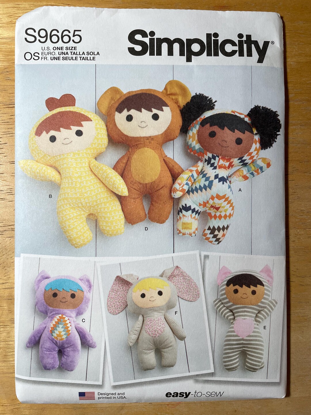 Simplicity S9665 9665 Pattern UNCUT Easy to Sew 14 1/2 Inch Plush Dolls ...