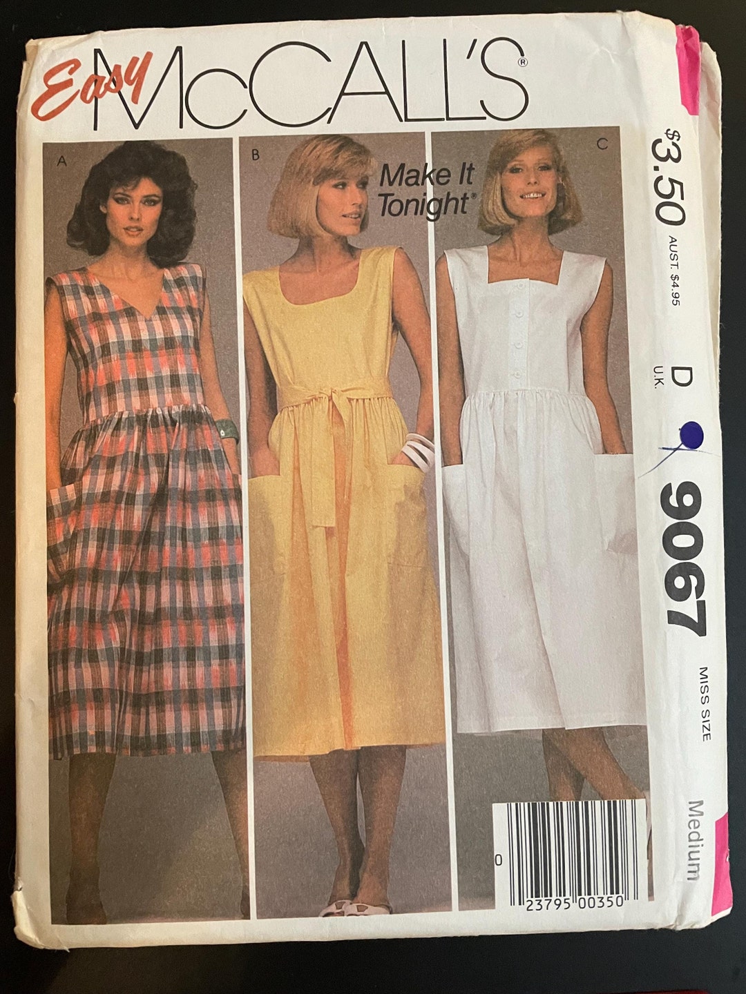 Mccalls 9067 Pattern UNCUT Easy Sleeveless Sundress V Scoop or Square ...