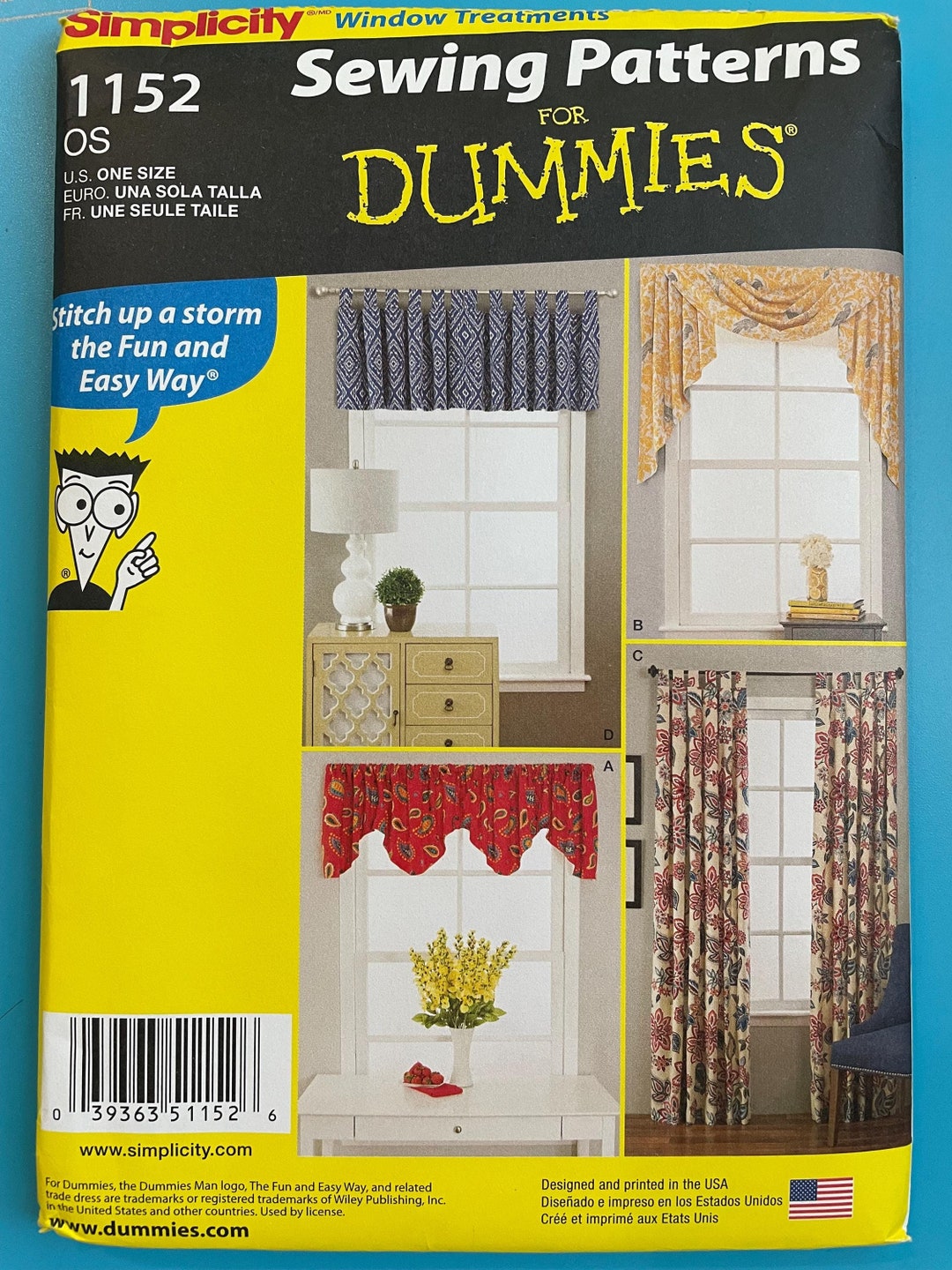Simplicity 1152 Pattern UNCUT Sewing Patterns for Dummies Window ...