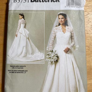 Butterick 5731 Pattern UNCUT Lace Overlay Swan Neck Wedding Dress Gown ...
