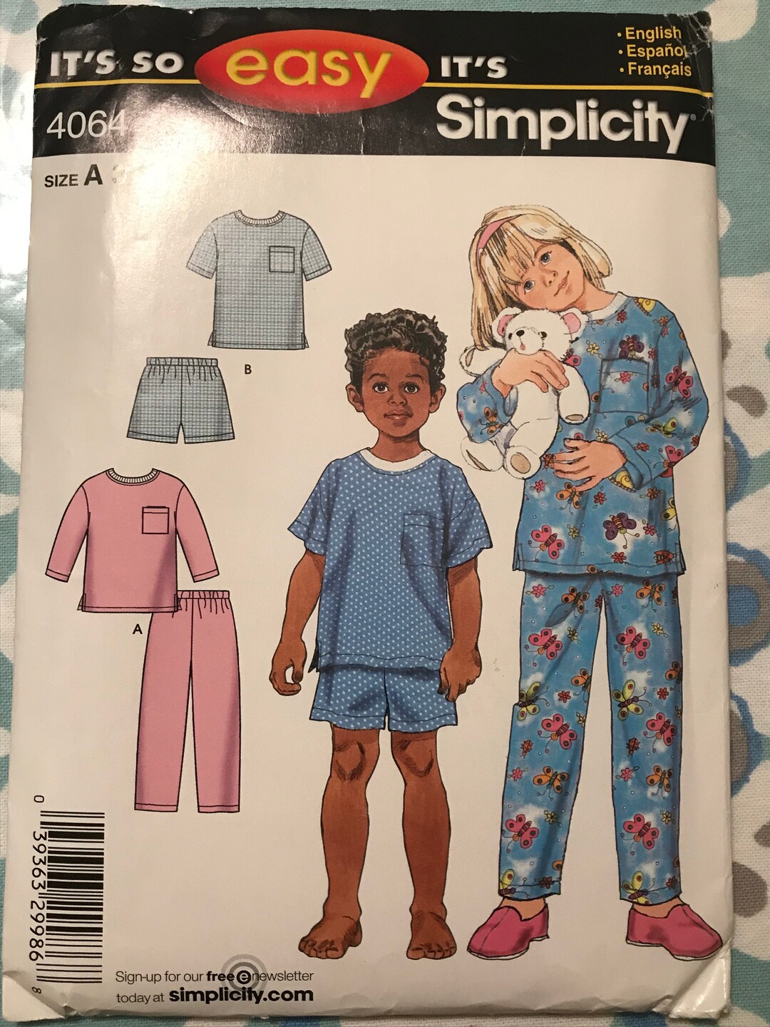 Simplicity 4064 Pattern CUT Complete Easy Little Boys Grils Pajama Set ...