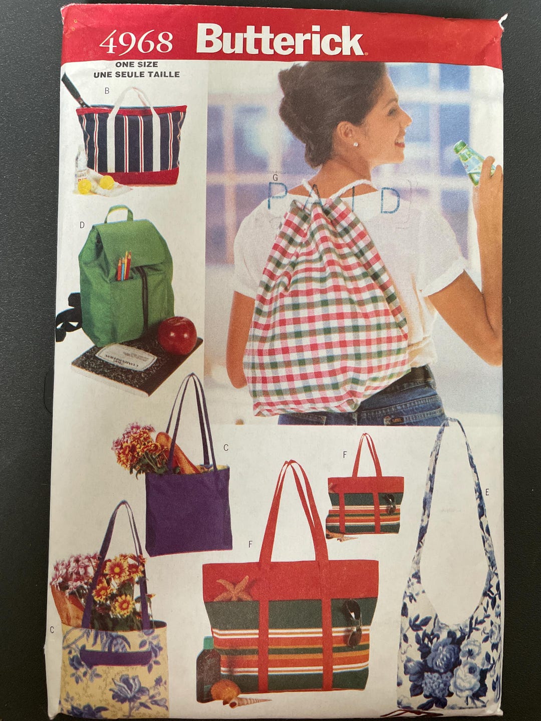 Butterick 4968 Pattern UNCUT 1990s Vintage Carry-all Bags Tote Bag ...
