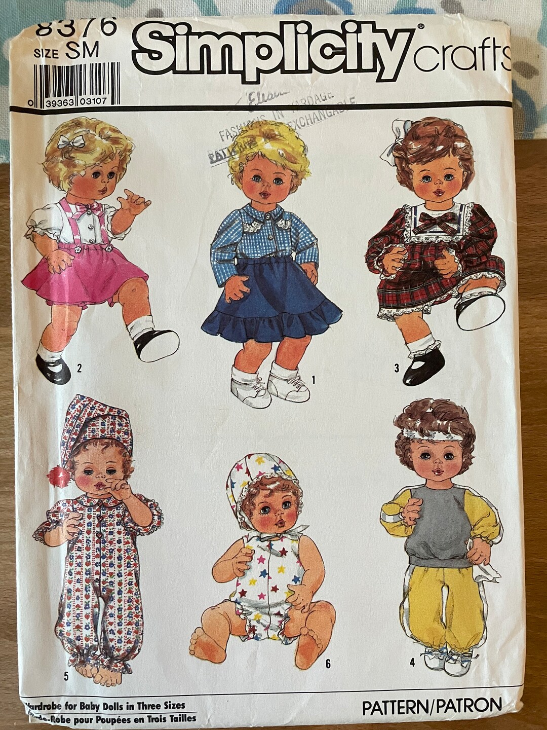 Simplicity 8376 Pattern UNCUT 1980s Vintage Wardrobe for Baby Dolls in ...