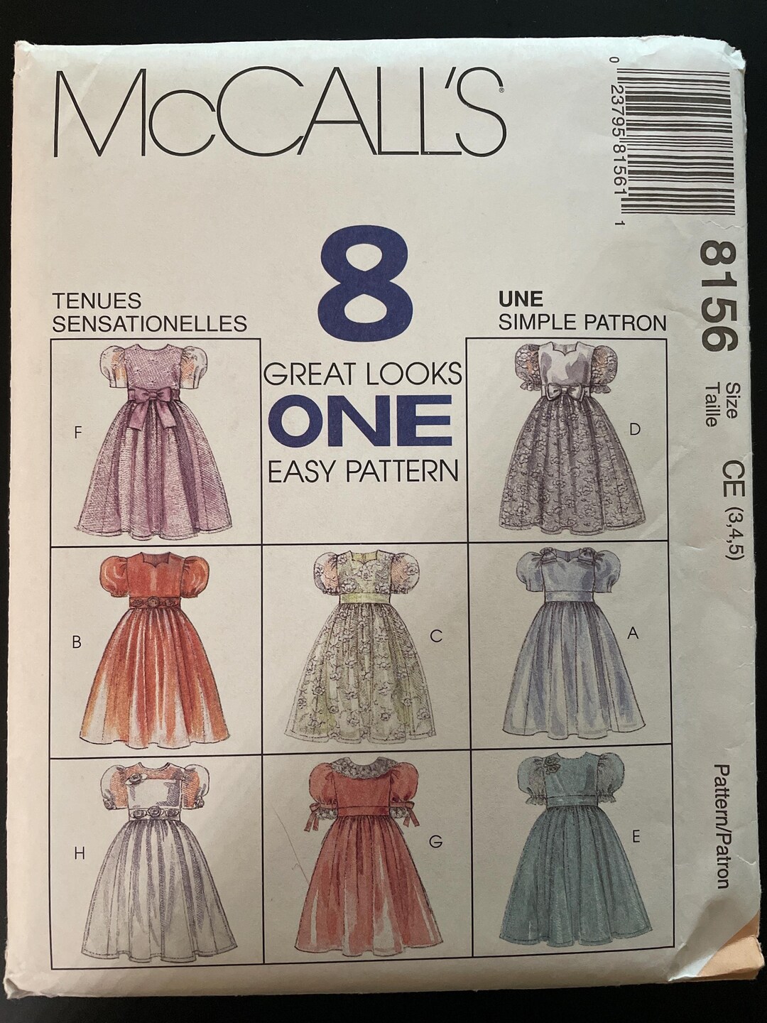 Mccalls 8156 Pattern UNCUT Easy to Sew Girl's Fit and Flare Party Dress ...