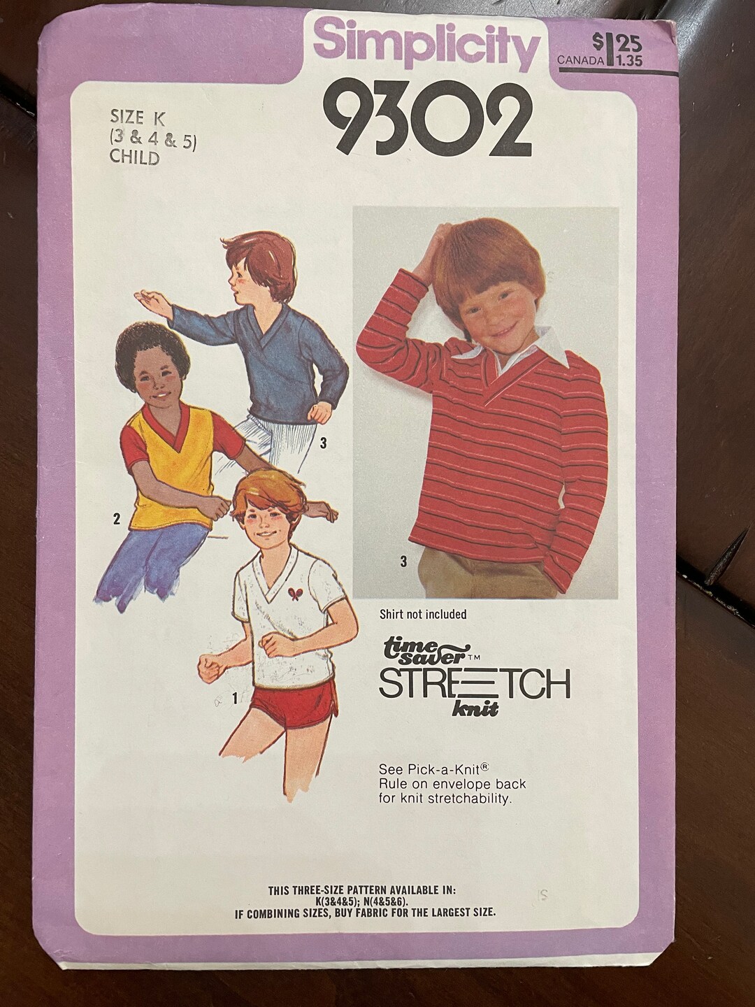 Simplicity 9302 Pattern UNCUT 1970s Vintage Boy's Timer Saver Easy ...