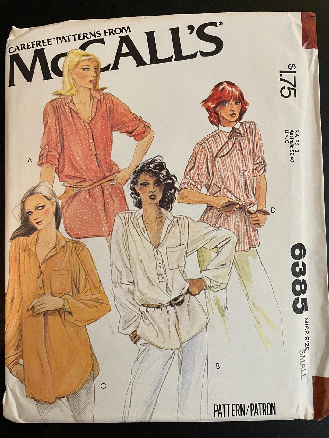 Mccalls 6385 Pattern UNCUT or CUT 1970s Pullover Blouse Tunic Band ...