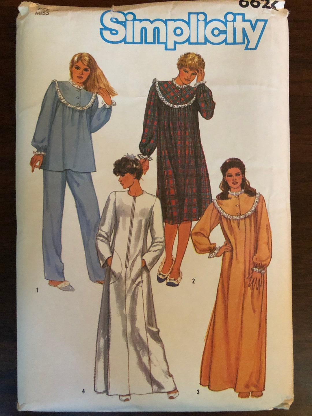 Simplicity 6626 Pattern UNCUT 1980s Vintage Pajama Set Pullover ...