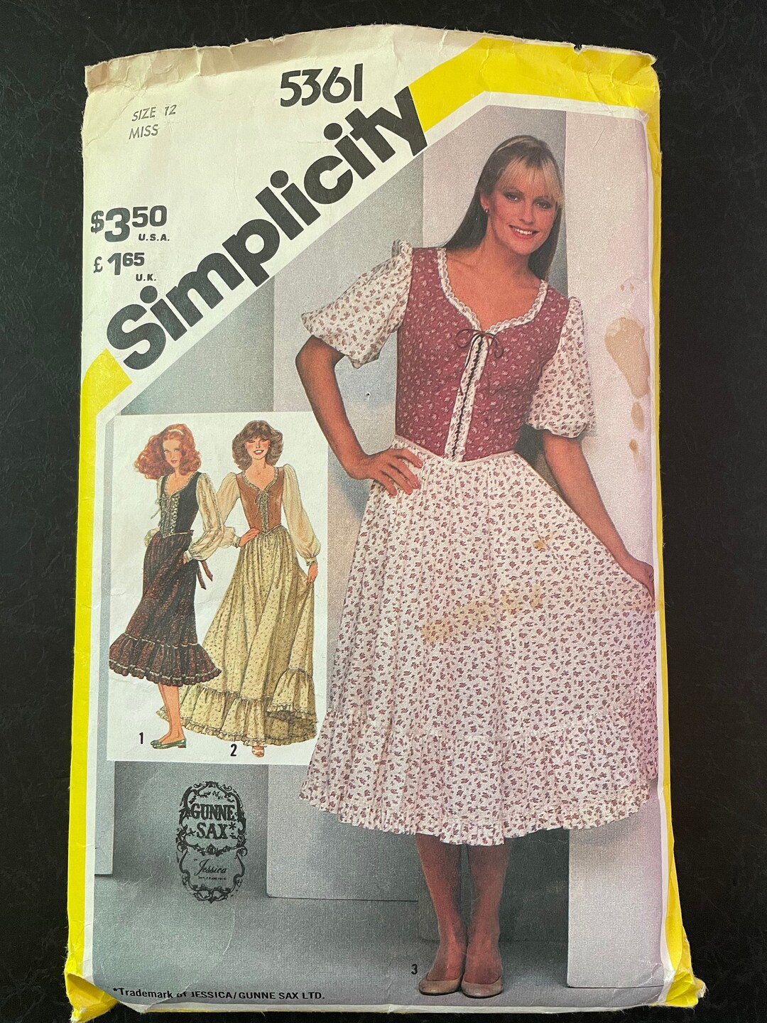 Simplicity 5361 5392 Pattern CUT Missing Facing 1980s Jessica Gunne Sax ...