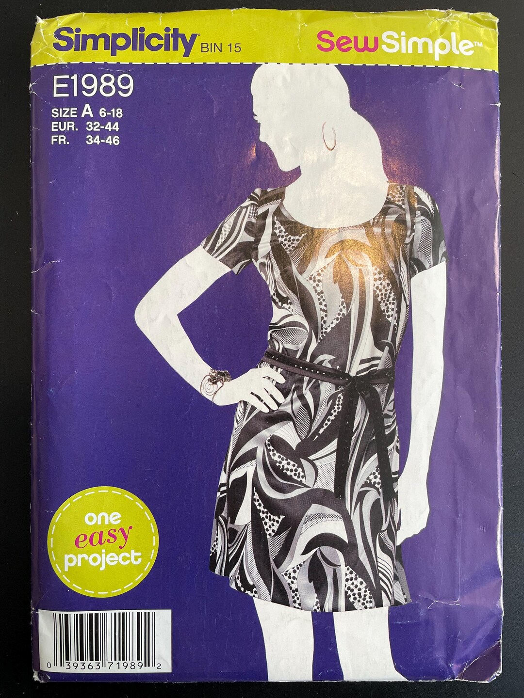 Simplicity A1989 1989 Pattern UNCUT Easy Sew Simple Pullover Dress With ...