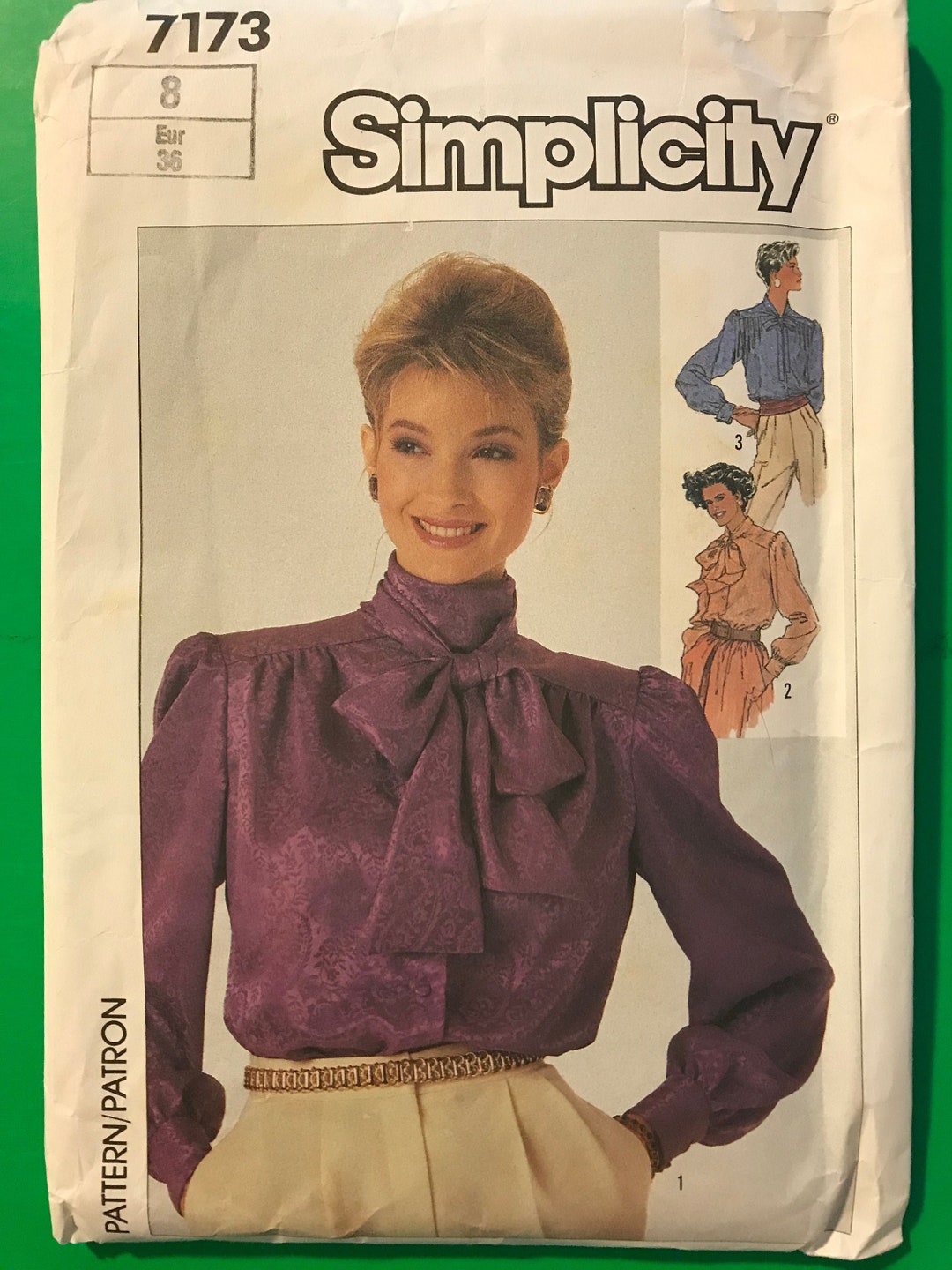 Simplicity 7173 Pattern UNCUT Button up Blouse Collar With Ascot Bow ...
