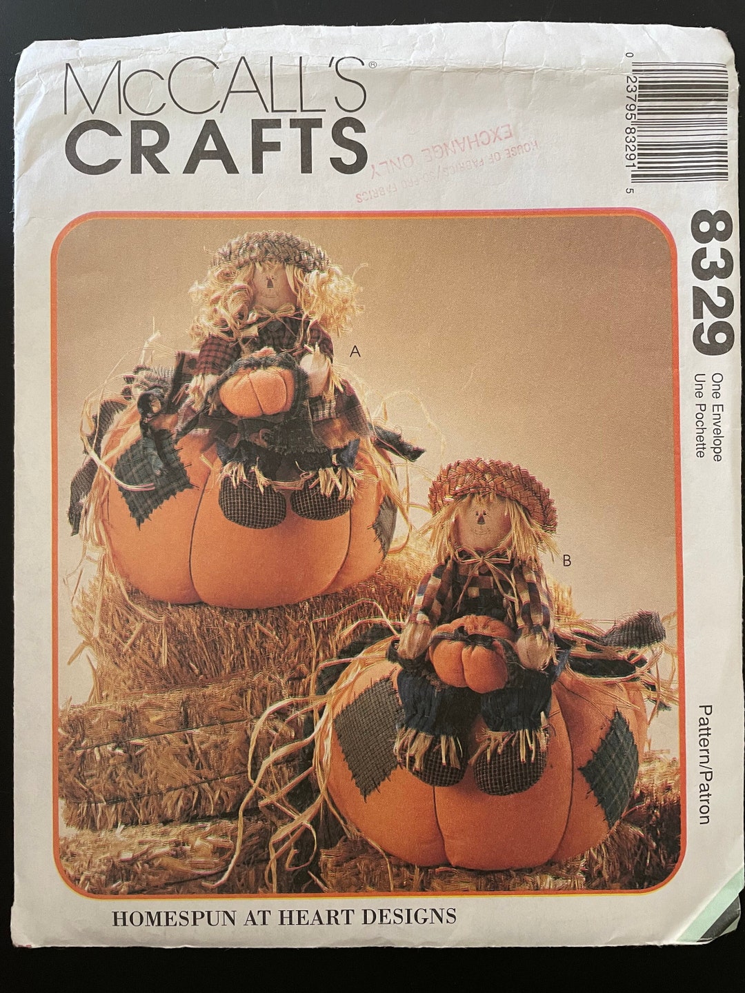 Mccalls 8329 Pattern UNCUT Harvest Theme 7" Soft Sculpture Pumpkins and ...