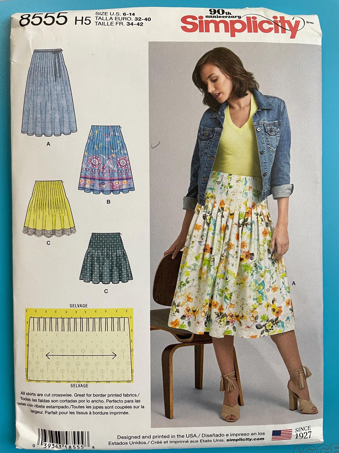 Simplicity 8555 Pattern UNCUT Below Knee Length Skirt Cut Crosswise ...