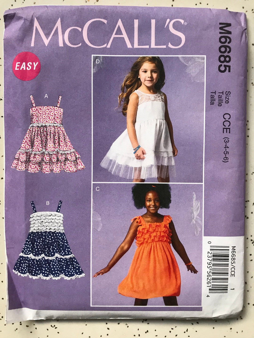 Mccalls M6685 6685 Pattern UNCUT Easy to Sew Girl's Sleeveless Summer ...