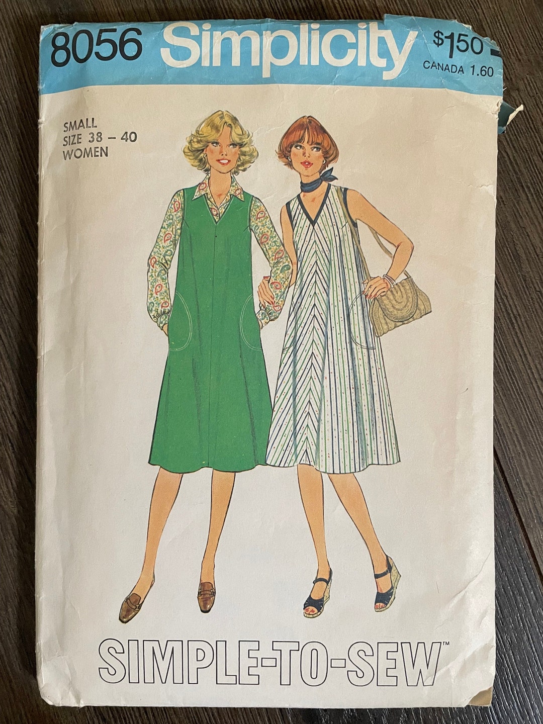 Simplicity 8056 Pattern CUT Complete 1970s Vintage Easy V Neck Jumper ...