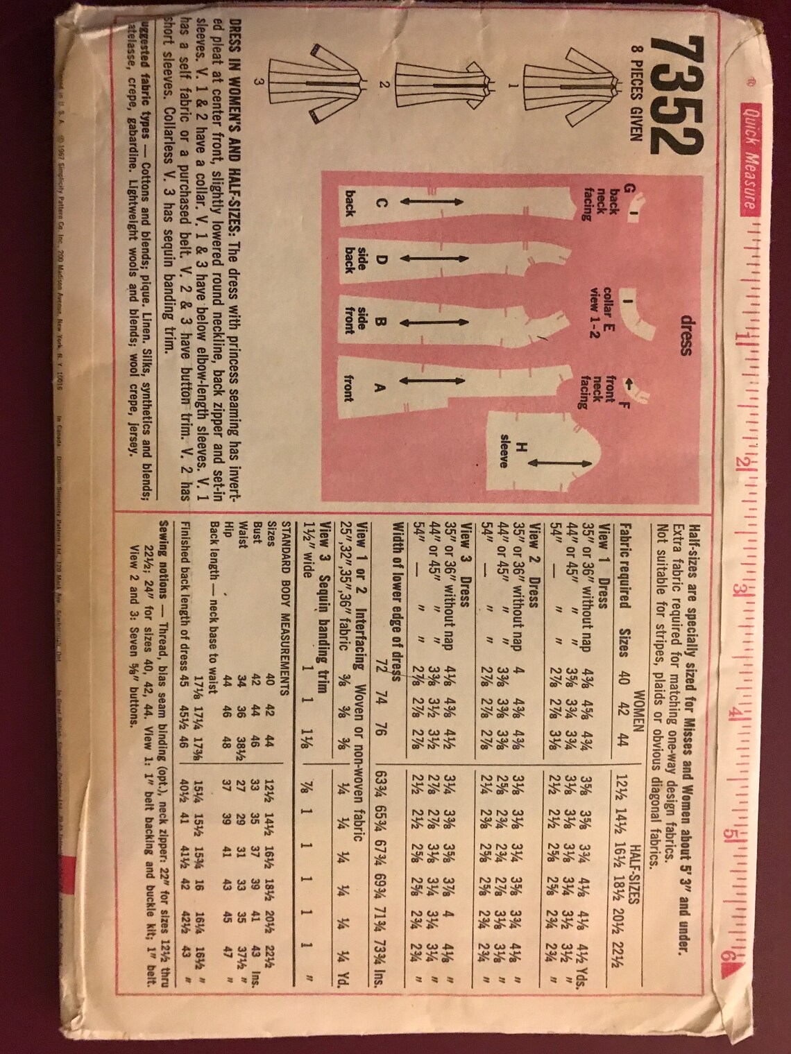 Simplicity 7352 Pattern UNCUT 1960s Princess Seamed Knee | Etsy