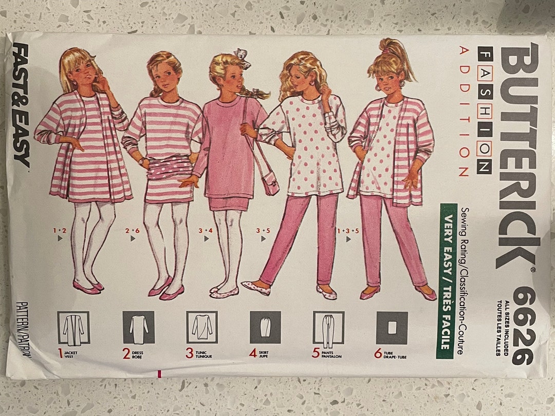 Butterick 6626 Pattern UNCUT 1980s Vintage Fast Easy Fashion Addition ...