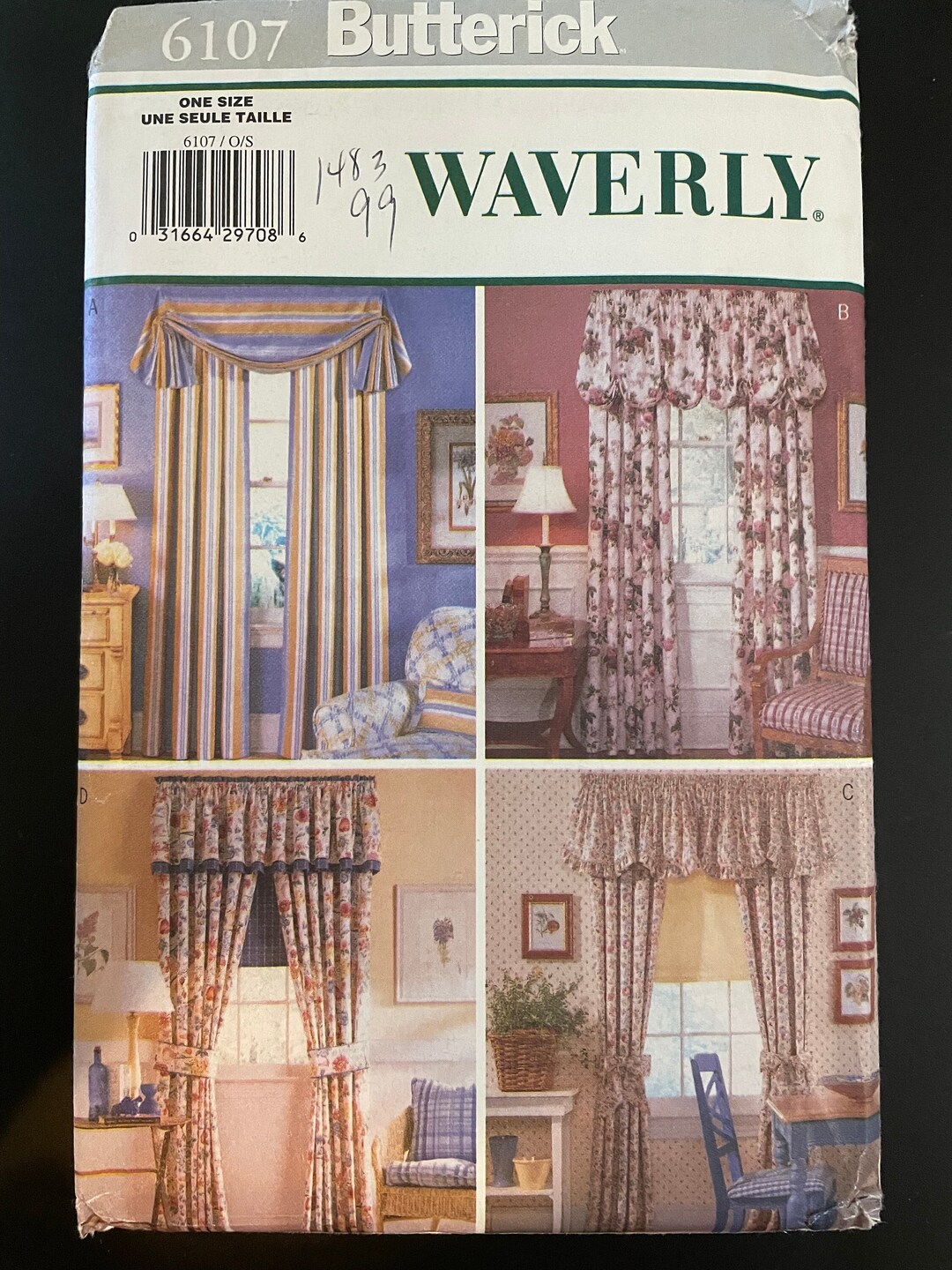Butterick 6107 Pattern UNCUT Waverly Classic Window Treatments Drapes ...