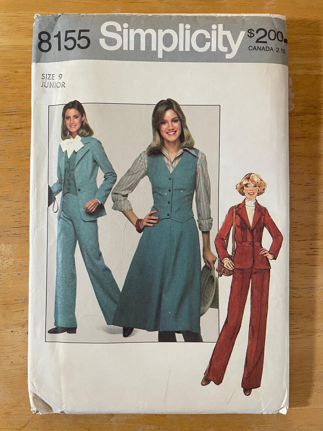 Simplicity 8155 Pattern 1970s Vintage Weskit Vest Unlined Jacket ...