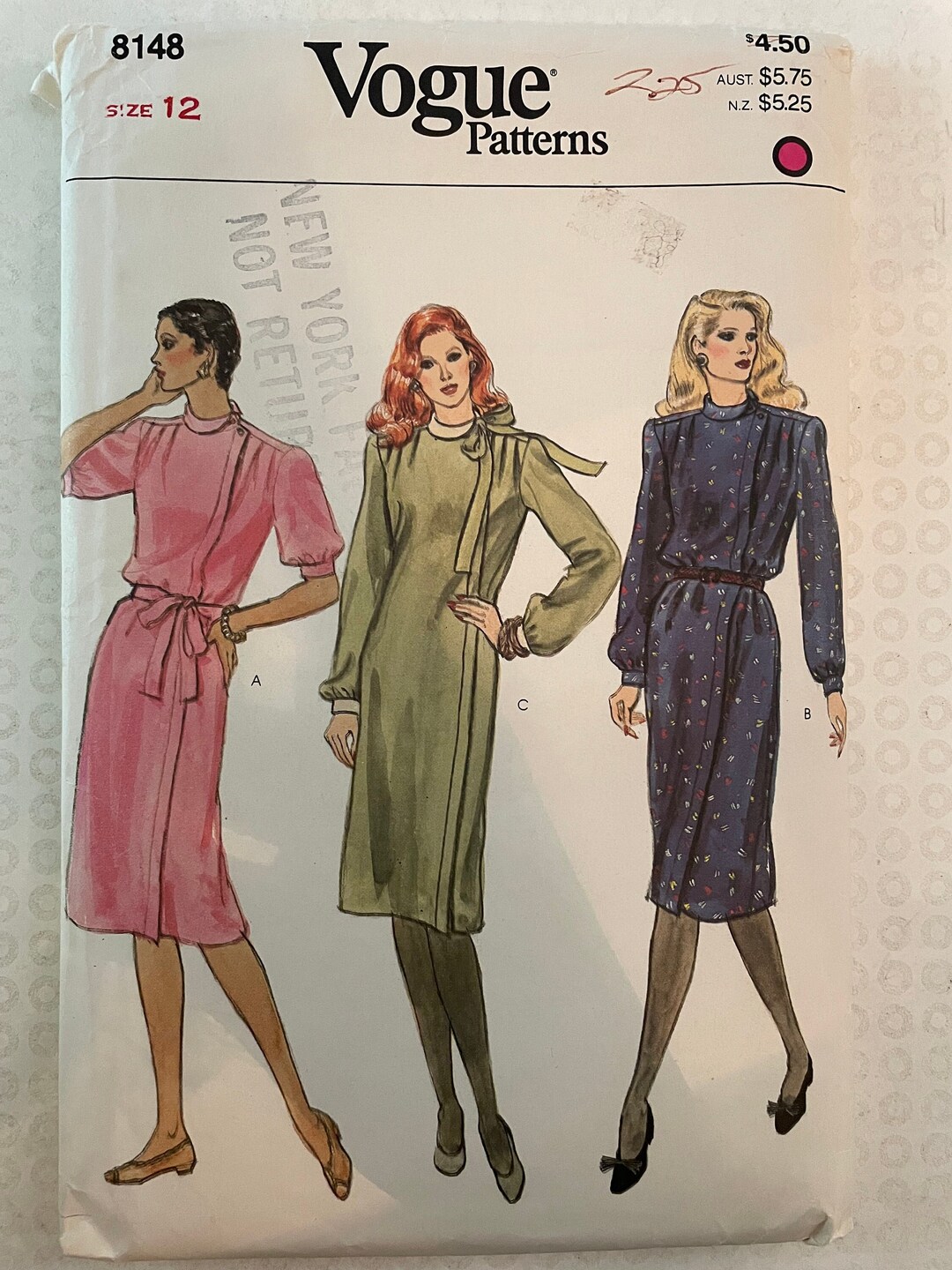 Vogue 8148 Pattern UNCUT 1980s Vintage Loose Fitting Straight Dress ...