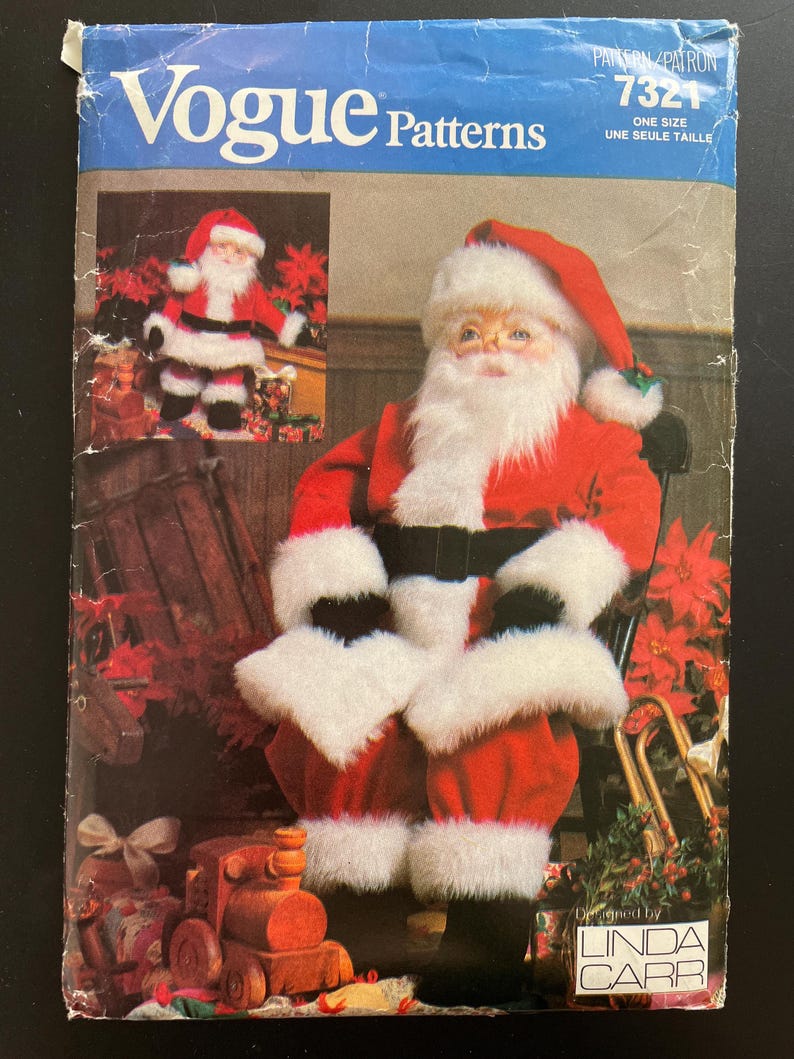 Vogue 7321 Pattern UNCUT Vintage 1980s Large and Small Santa Dolls ...