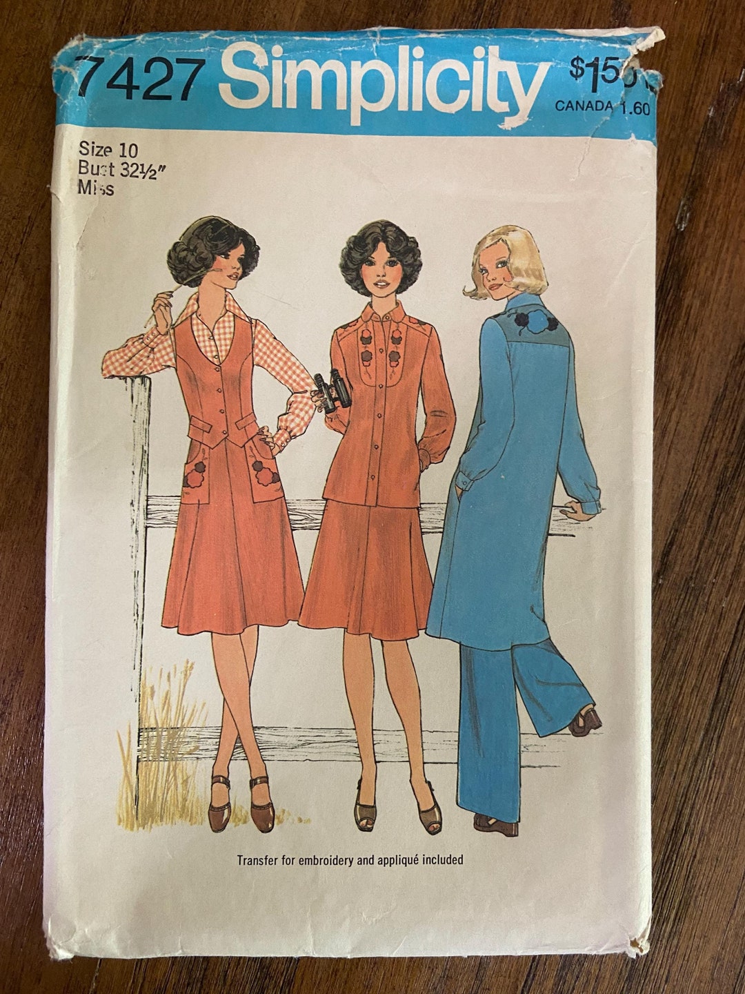Simplicity 7427 Pattern UNCUT 1970s Separates Duster Cost Shirt Jacket ...