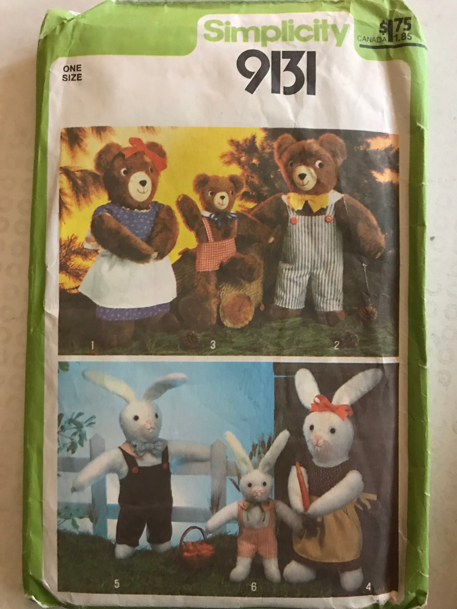 Simplicity 9131 Pattern UNCUT 1970s Plush Toy Teddy Bear | Etsy