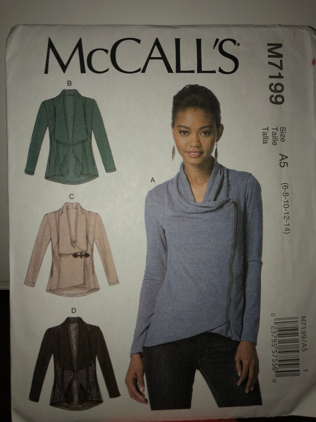 Mccalls M7199 7199 MP460 460 Pattern UNCUT Stretch Knit Unlined Jacket ...