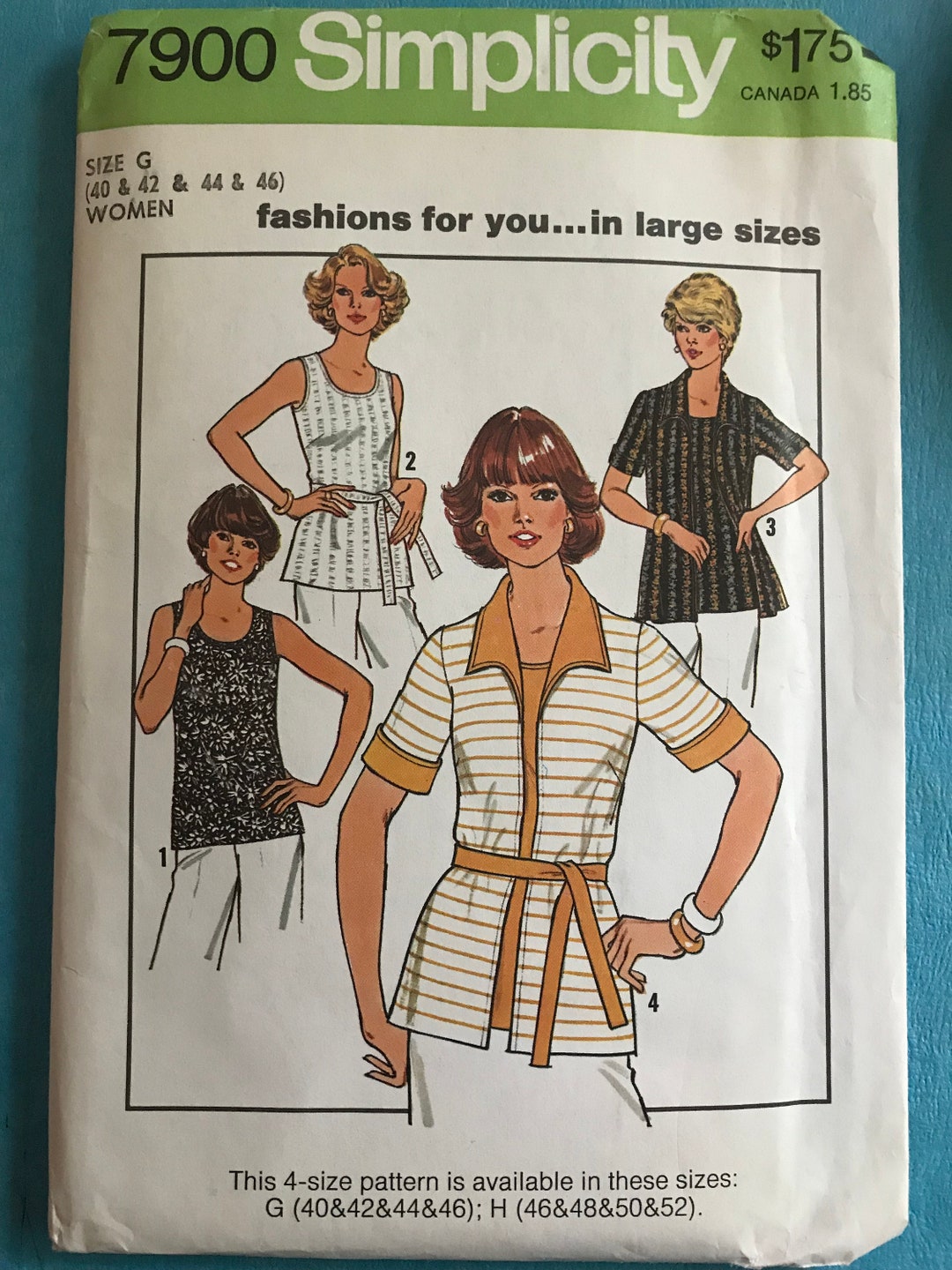 Simplicity 7900 Pattern UNCUT 1970s Sleeveless Scoop Neck Top Open ...