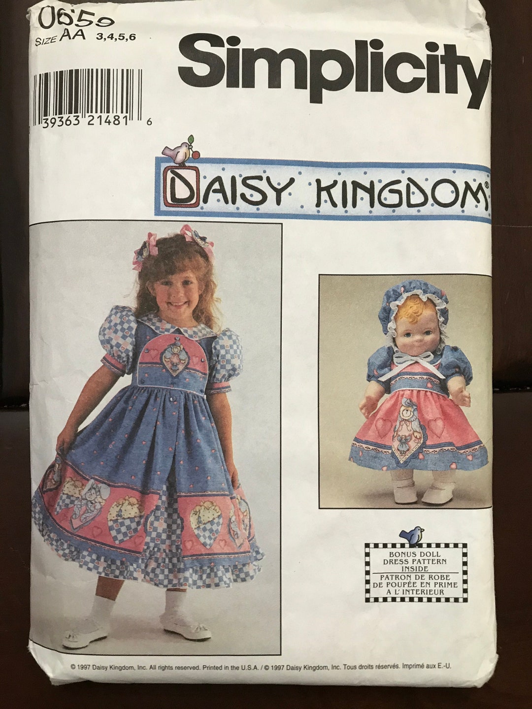 Simplicity 0659 7545 Pattern UNCUT 1990s Vintage Daisy Kingdom Girl's ...