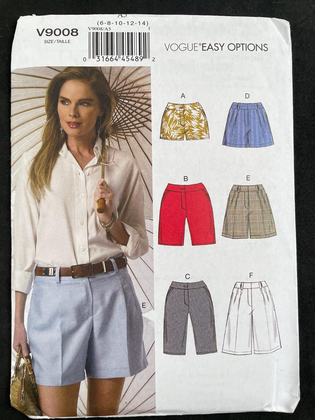 Vogue V9008 9008 Pattern UNCUT Easy Options Shorts Contour Waistband ...