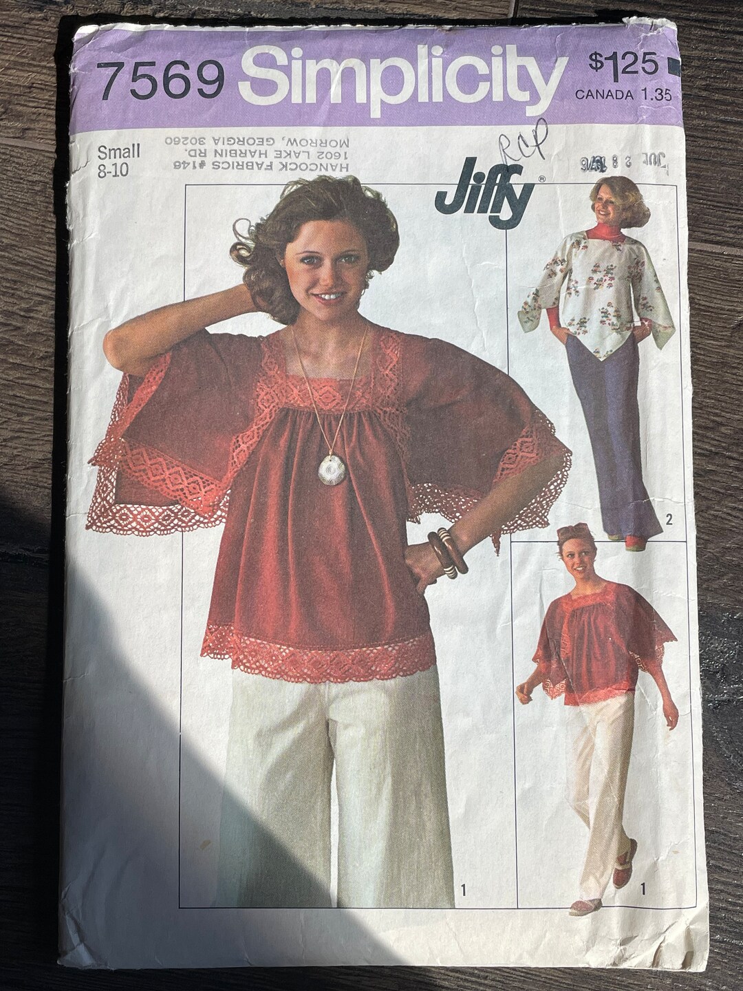 Simplicity 7569 Pattern CUT Complete Vintage 1970s Jiffy Top With Angel ...