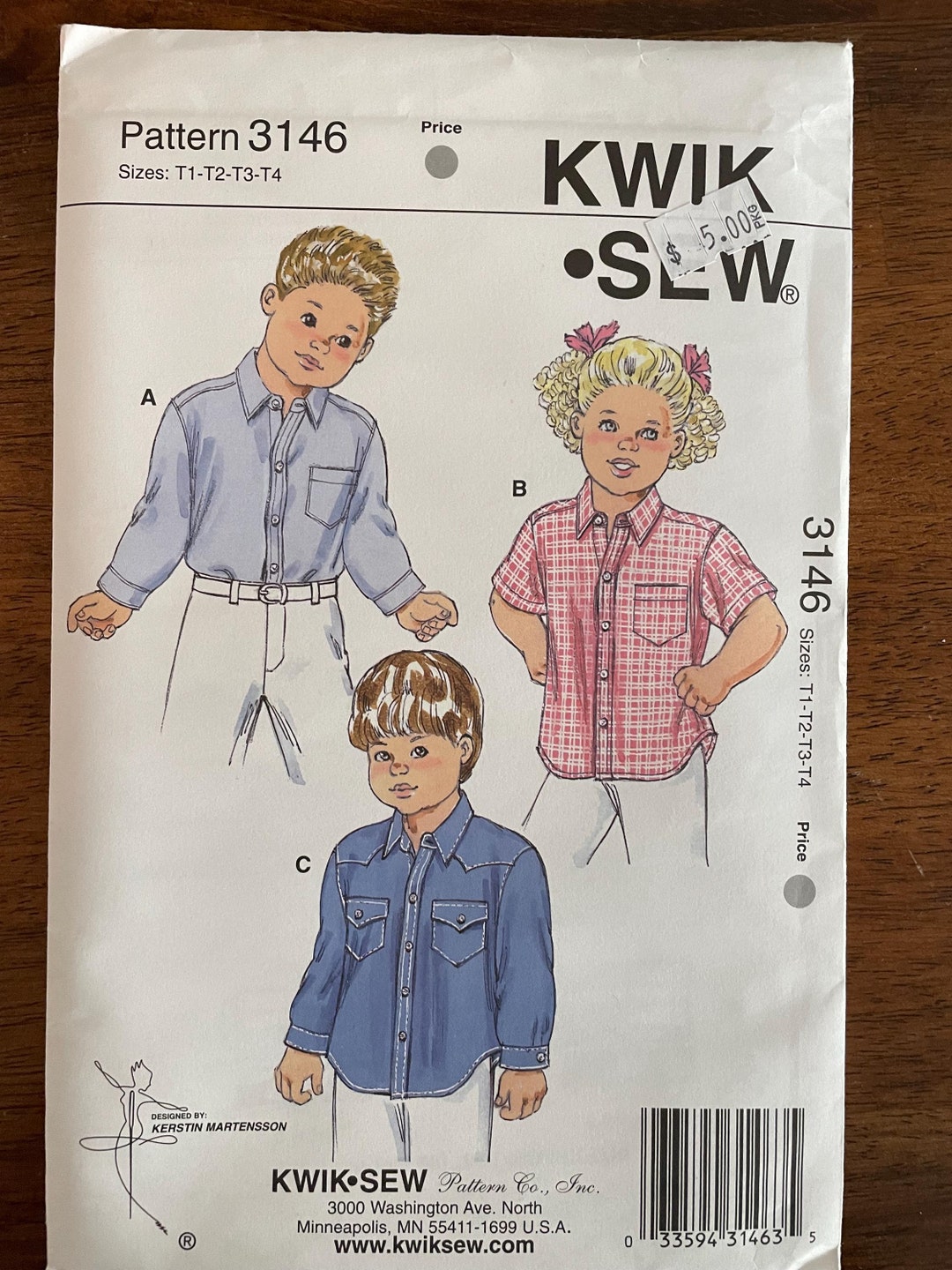 Kwik Sew 3146 Pattern UNCUT Vintage 2000s Toddler's Button Front Blouse ...