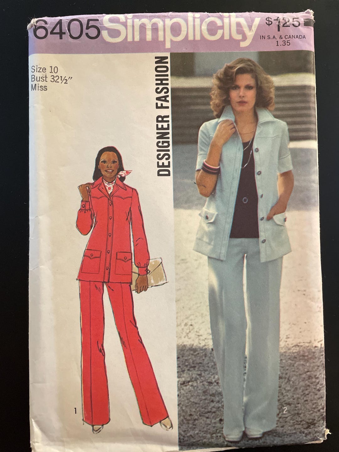 Simplicity 6405 Pattern UNCUT Vintage 1970s Designer Fashion Two Piece ...