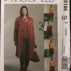 Mccalls M5195 5195 Pattern UNCUT Easy Stretch Knit Jacket Hip Knee ...
