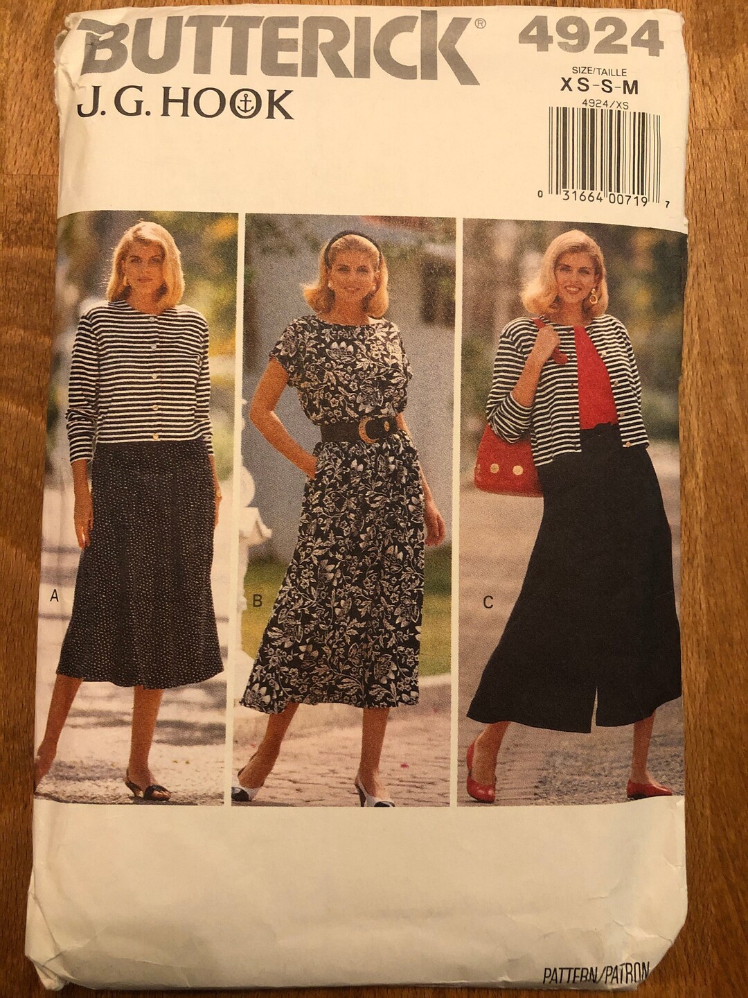 Butterick 4924 Pattern UNCUT 1990s Vintage J G Hook Easy Button Front ...