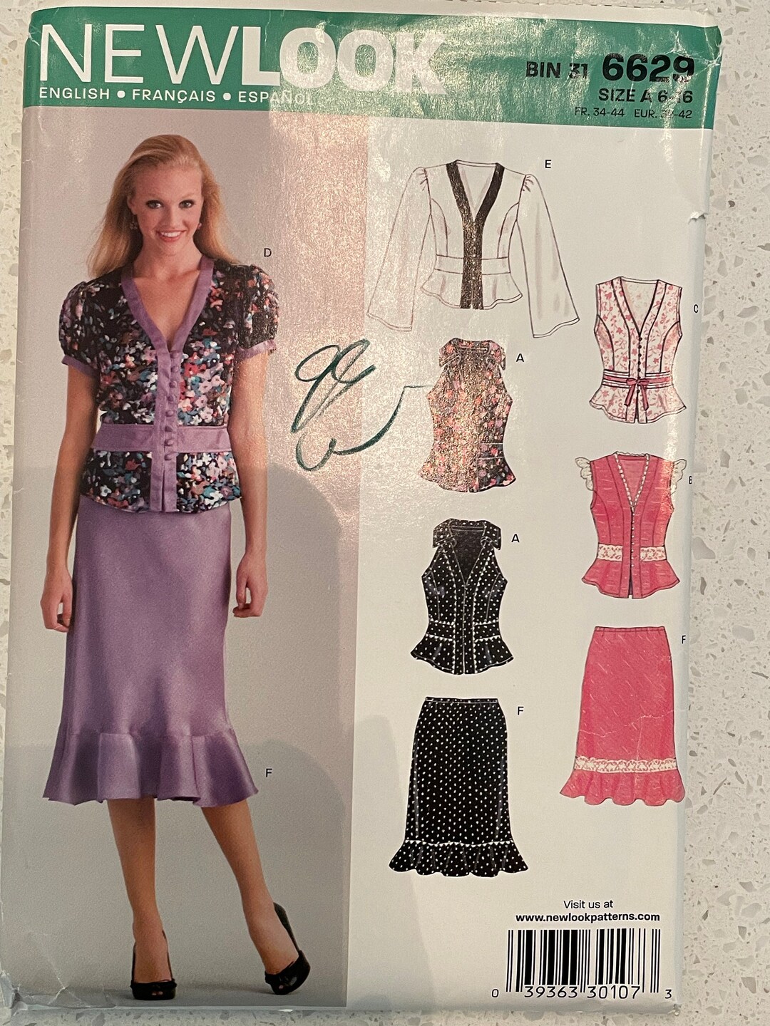 New Look 6629 Pattern UNCUT Button Front Sleeveless or Long Sleeves ...