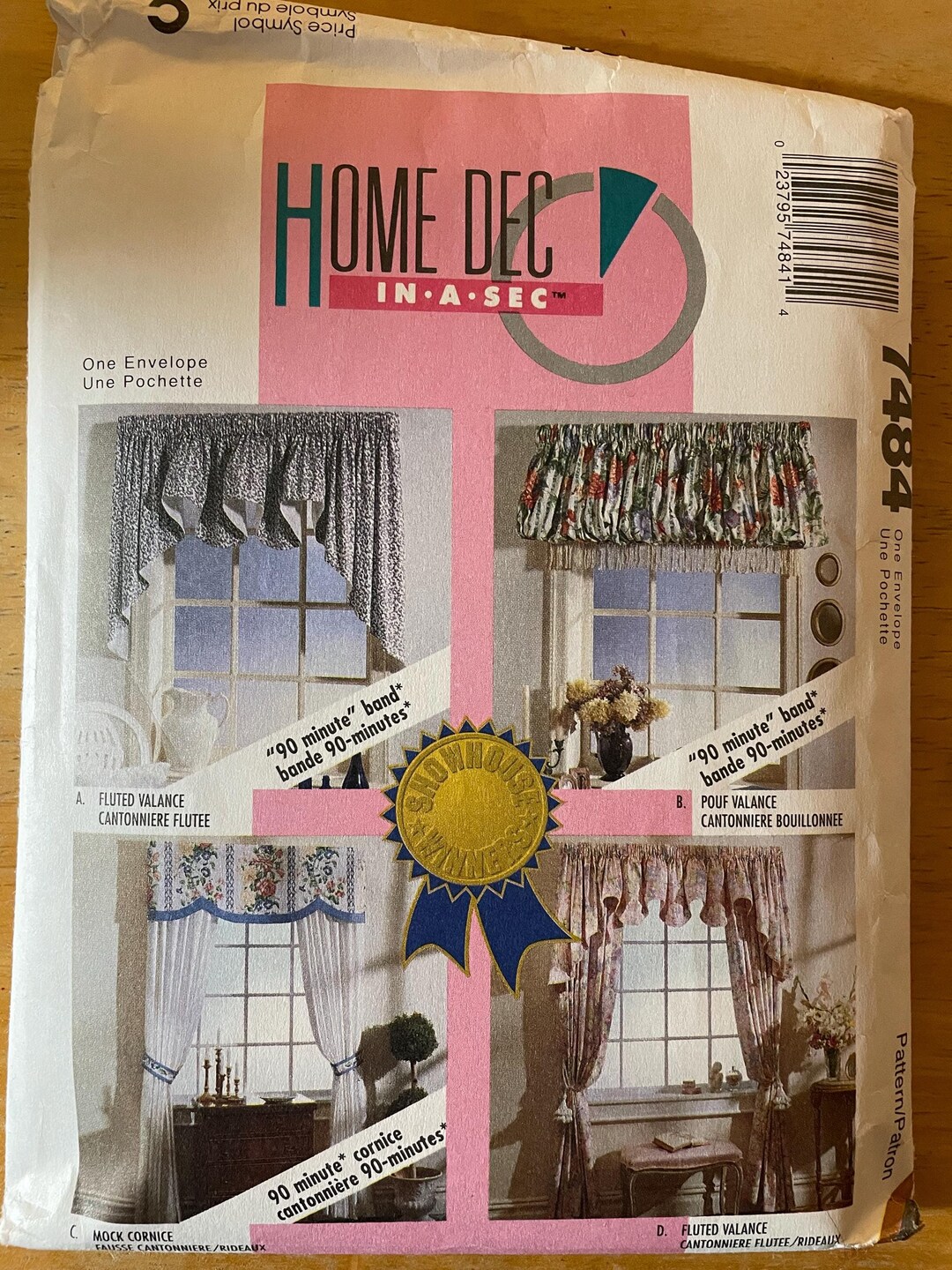 Mccalls 7484 Pattern UNCUT 1990s Vintage Home Dec in a Sec Window ...