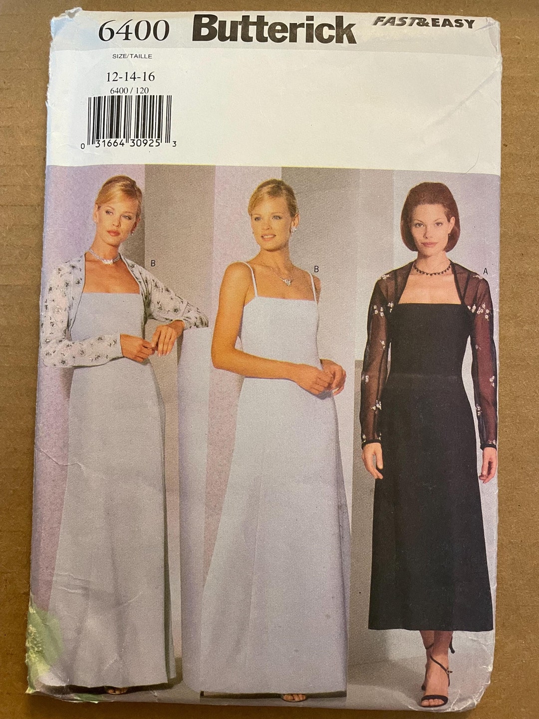 Butterick 6400 Pattern UNCUT A Line Evening Dress Princess Seams, Close ...