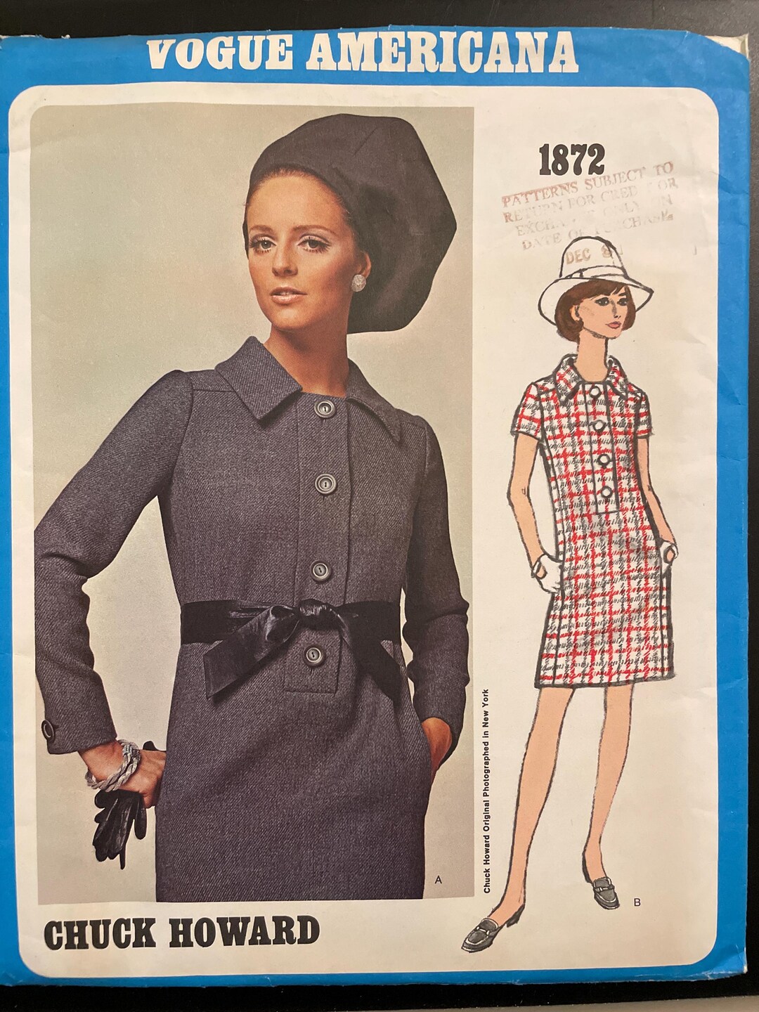 Vogue 1872 Pattern UNCUT 1960s Vintage Americana Chuck Howard Button ...