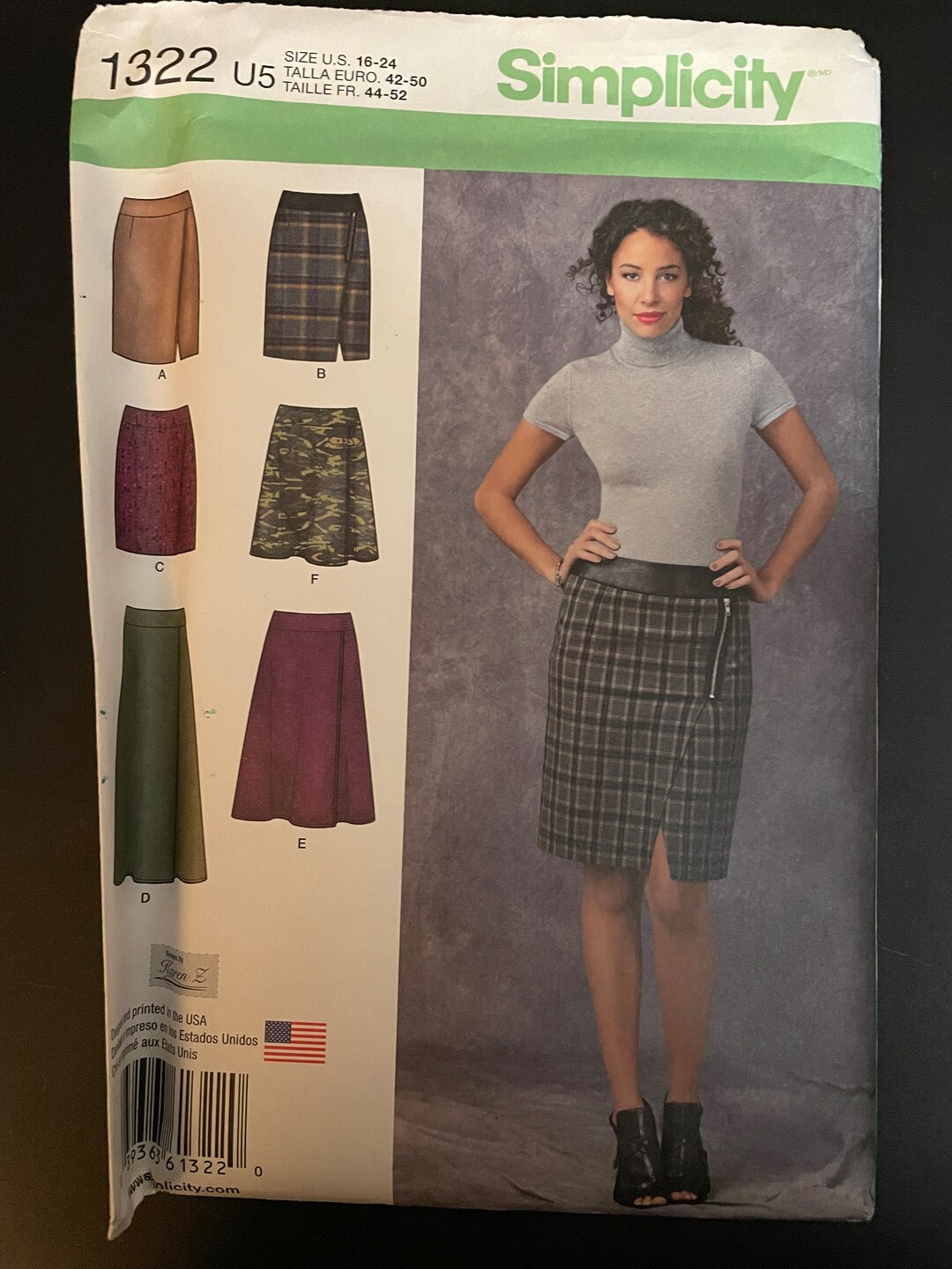 Simplicity 1322 Pattern UNCUT Mock Wrap Slip Style Skirt or Flared Knee ...