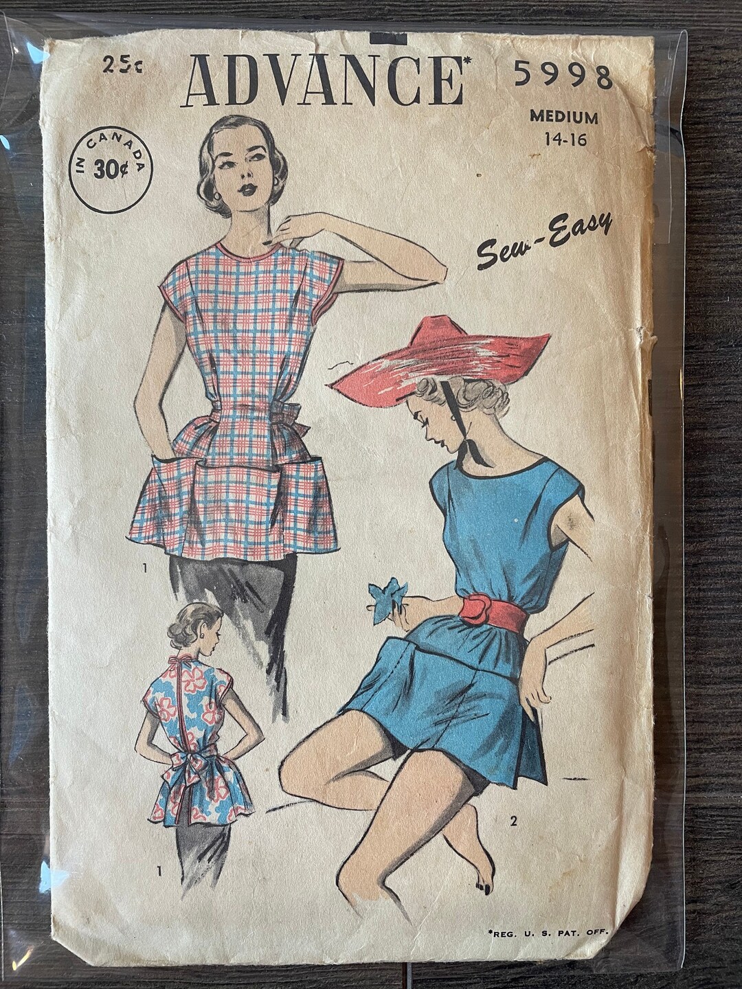 Advance 5998 Pattern CUT Complete 1950s Vintage Sew Easy Back Closure ...