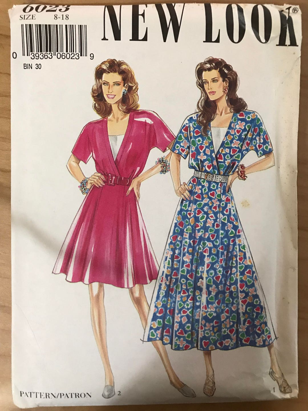 New Look 6023 Pattern UNCUT Vintage 1980s 1990s Surplice Bodice Dress ...
