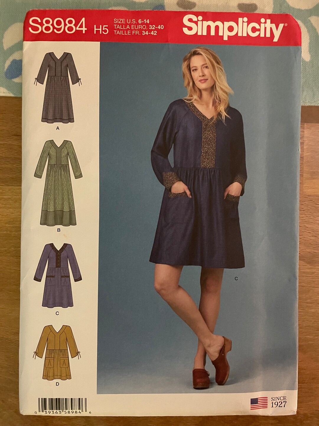 Simplicity S8984 8984 Pattern UNCUT V Neck Loose Fitting Dress Long ...