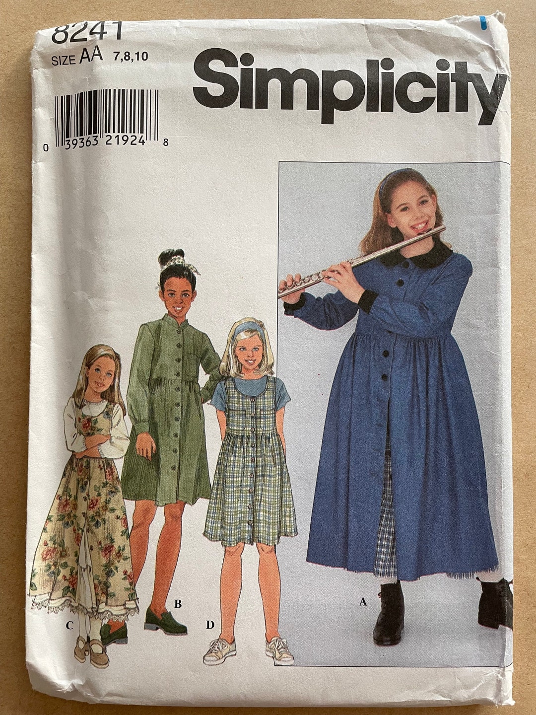 Simplicity 8241 Pattern UNCUT 1990s Vintage Girl's Button Front Dress ...
