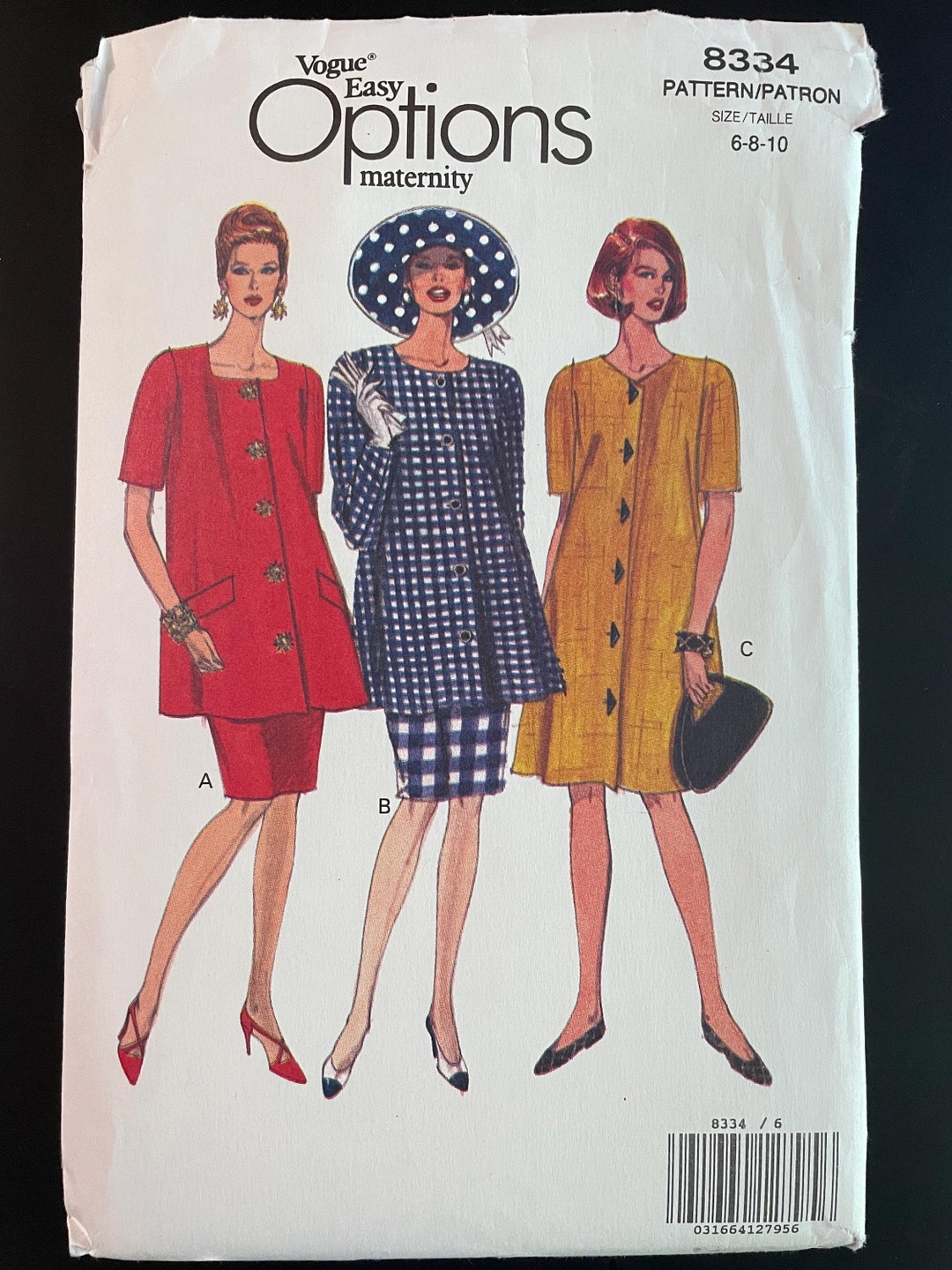 Vogue 8334 Pattern UNCUT 1990s Vintage Very Easy Options Maternity ...