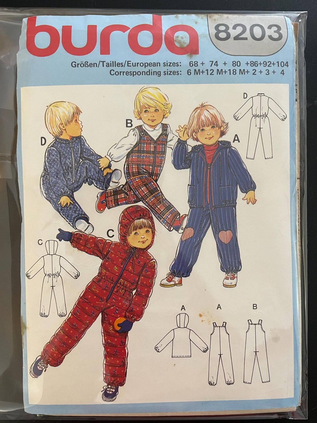 Burda 8203 Pattern UNCUT Vintage 1990s Kids Child's Jumpsuit Pantsuit ...