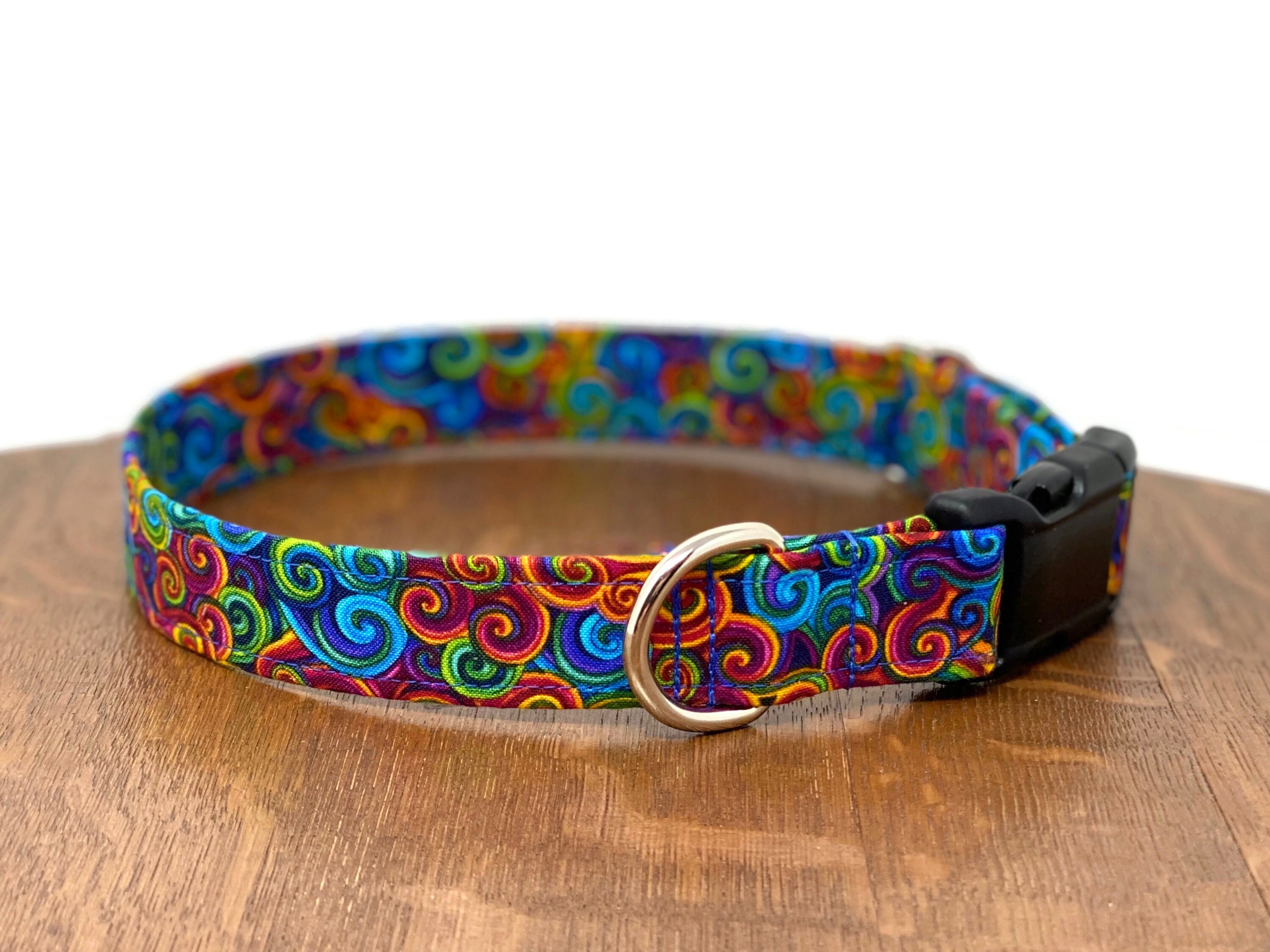 Rainbow Swirl Dog Collar Colorful Dog Collar Modern Dog - Etsy Denmark