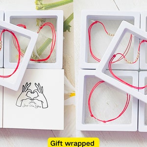 14K Gold Couple Promise Rings, Red String of Fate, Waterproof Ring, 2mm ...