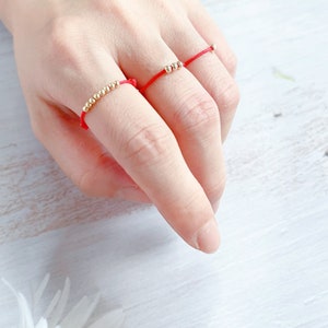 14K Gold Couple Promise Rings, Red String of Fate, Waterproof Ring, 2mm ...