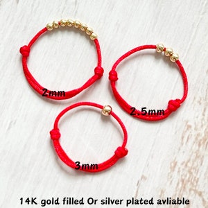14K Gold Bead Red String Ring, Couple Promise Ring - Etsy